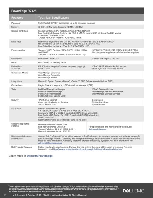 Dell EMC PowerEdge R7425 3.5" 12-bay 機架式伺服器主機2U - OSSLab.tv